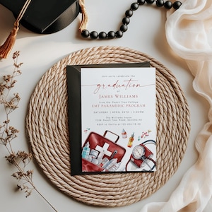 Paramedic EMT Graduation Invitation Card, Medical Graduation Party ...