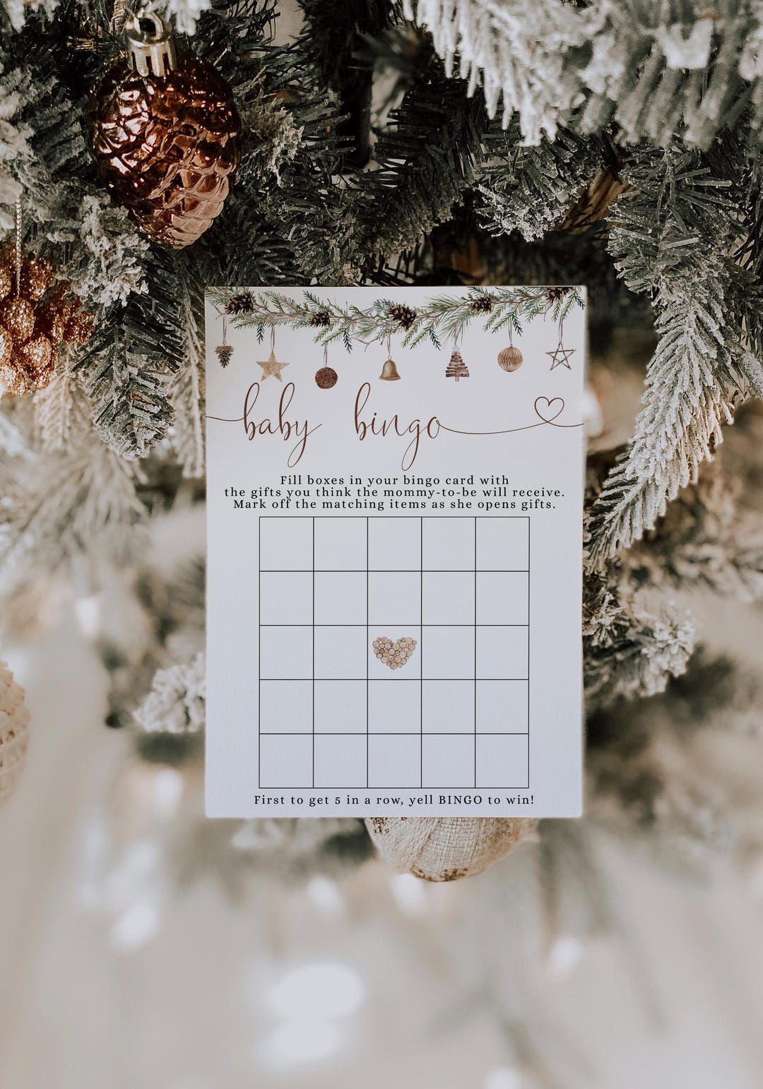Winter Baby Shower Game Bingo Printable, Christmas Holiday Baby Shower ...