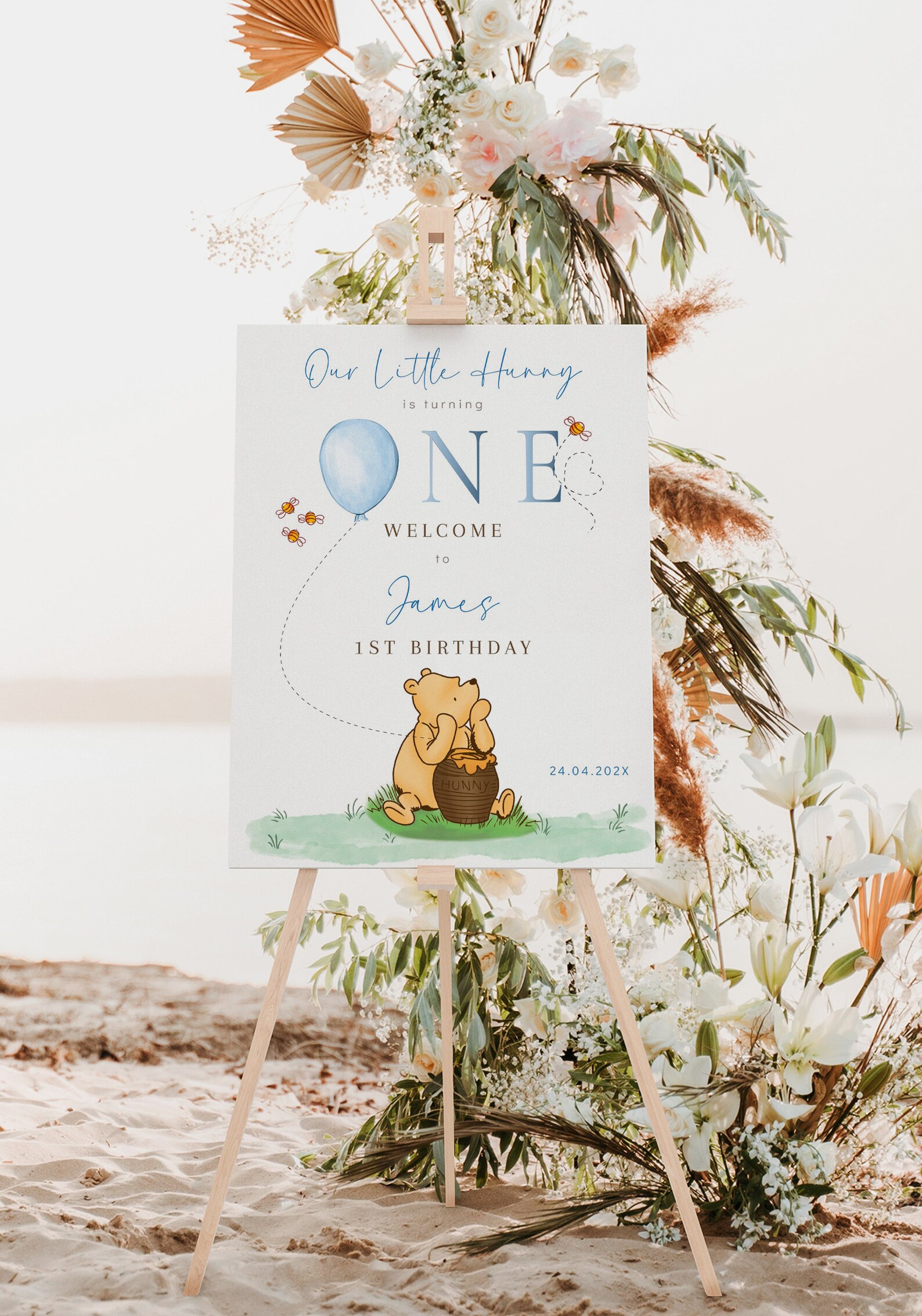Hunny 1st Birthday Welcome Sign Printable, Our Little Hunny is Turning ...