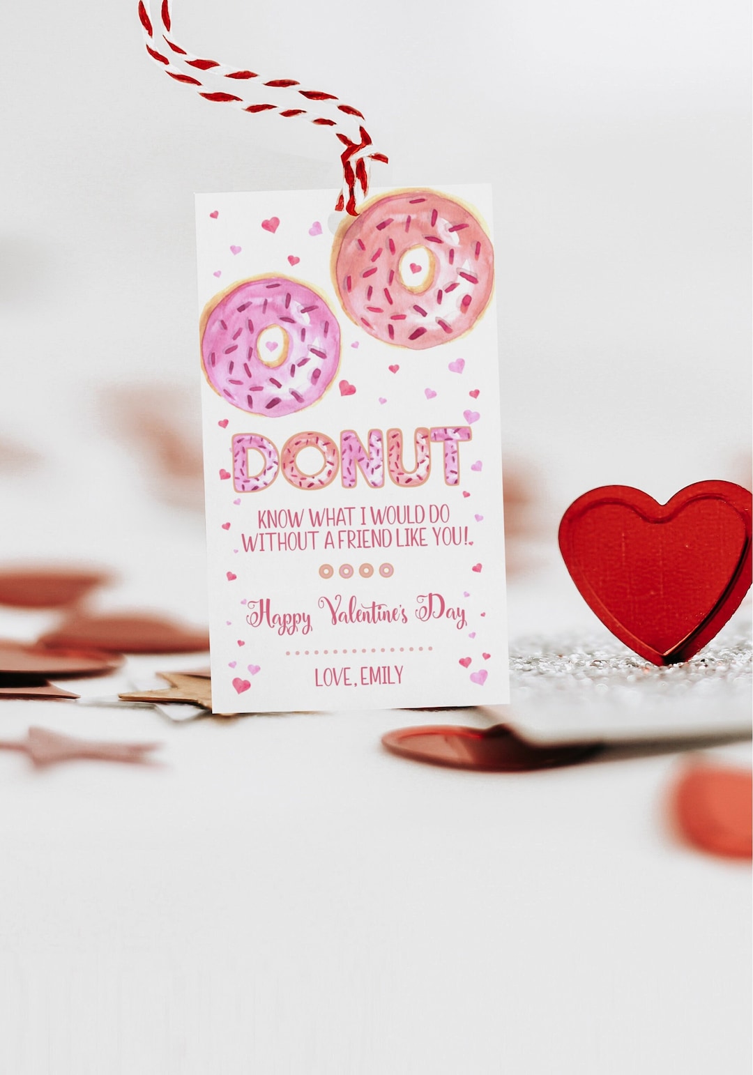 Donut Valentine Tag Printable, Classroom Valentine's Day Gift Label ...