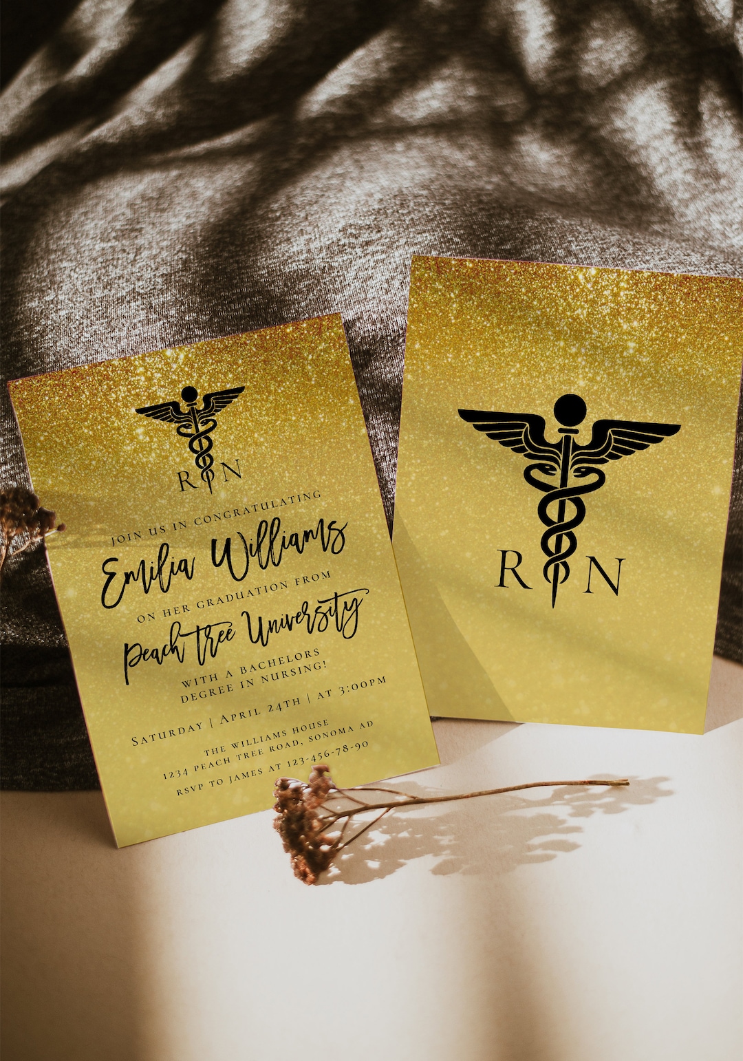 Graduation Invitation Template, Medical Doctor Graduation Invite, Black ...