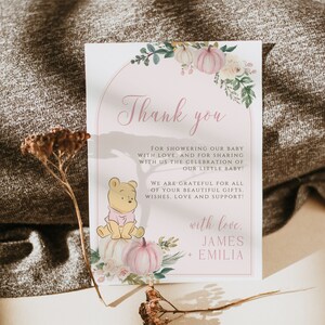 Vintage Winnie the Pooh Baby Shower Thank You Card Printable, Baby Shower Pooh Pumpkin Arch ...