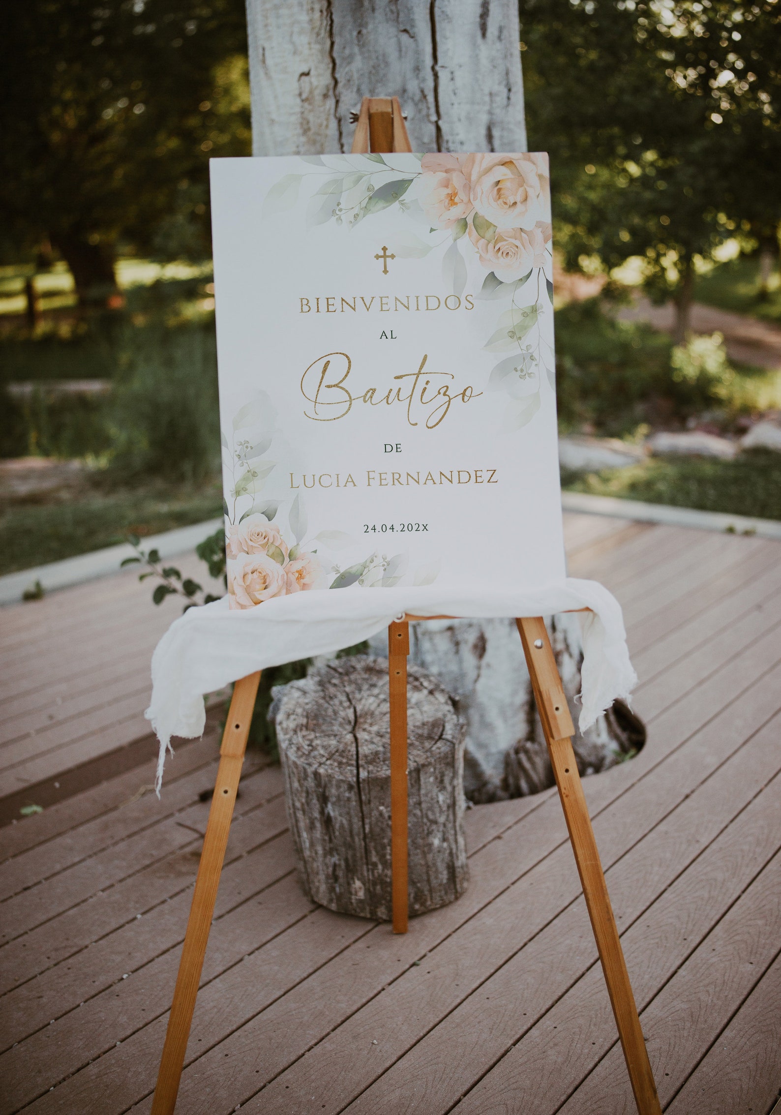 Editable Baptism Welcome Sign Girl in Spanish, Cartel De Bienvenida ...