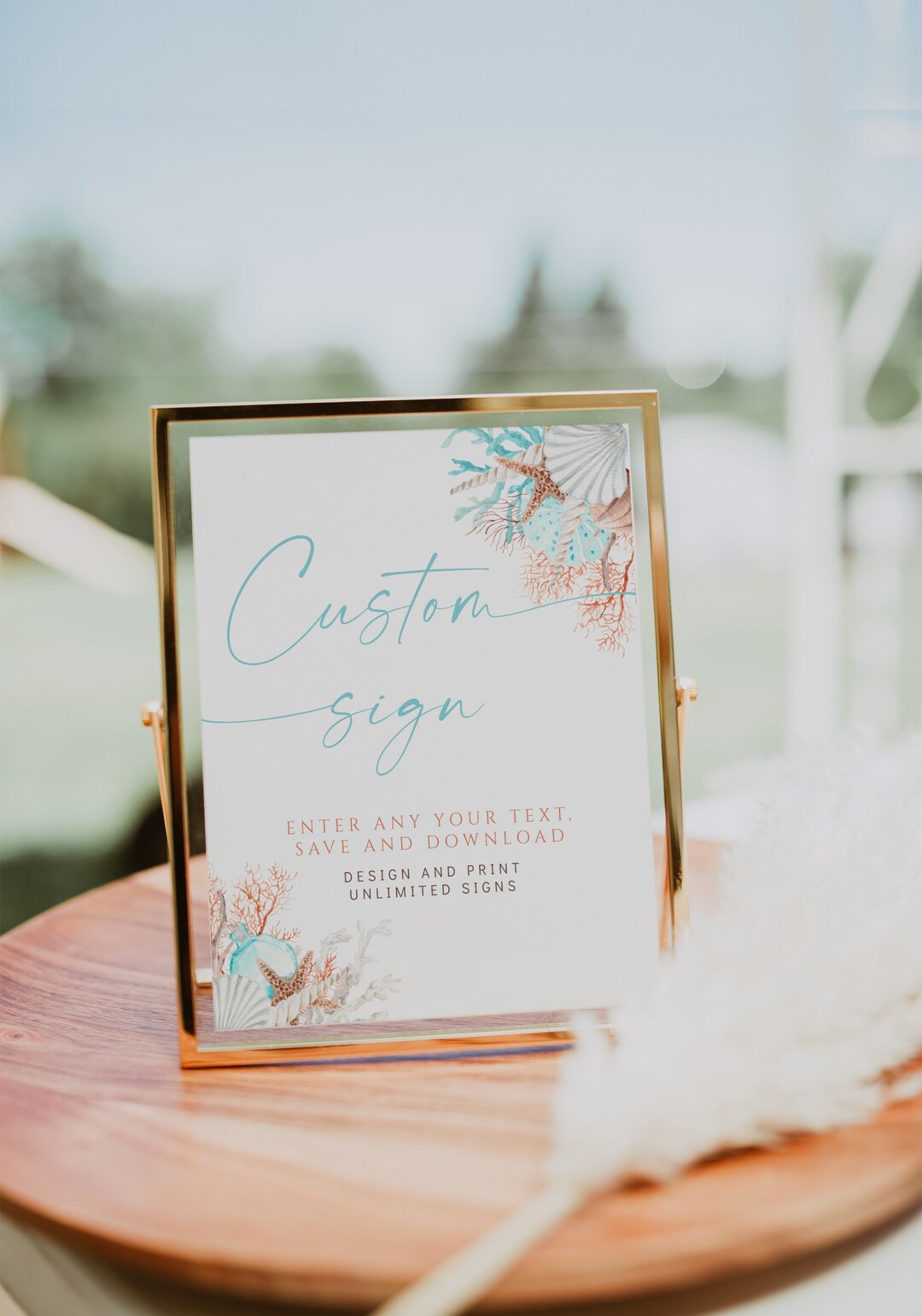 Editable Custom Sign Ocean & Under the Sea Card , Ocean Algae Custom ...