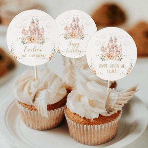 Printable Cupcake Toppers Birthday Princess Party Castle Decor ...