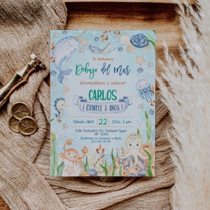 Niño Cumpleaños Invitacion En Español Printable, Ocean & Sea Boy ...