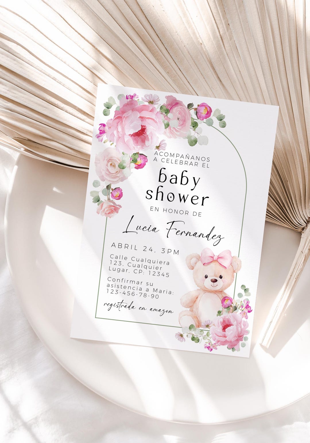 Bear Spanish Baby Shower Invitation Printable, Osa Spanish Baby Shower ...