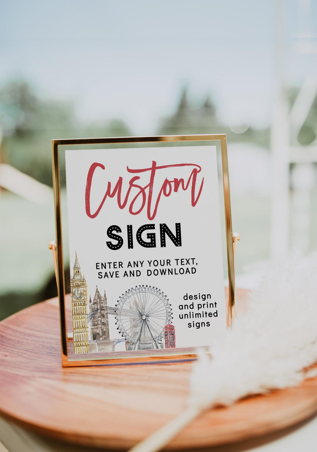 London Eye & Big Ben Boy Birthday Party Custom Table Sign Template ...