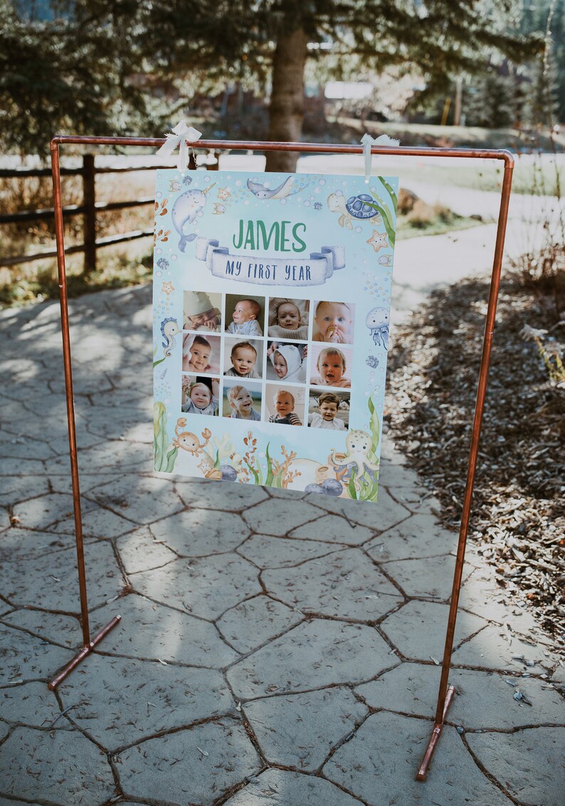 Ocean 1st Birthday Photo Collage Sign Template, Under the Sea Birthday ...