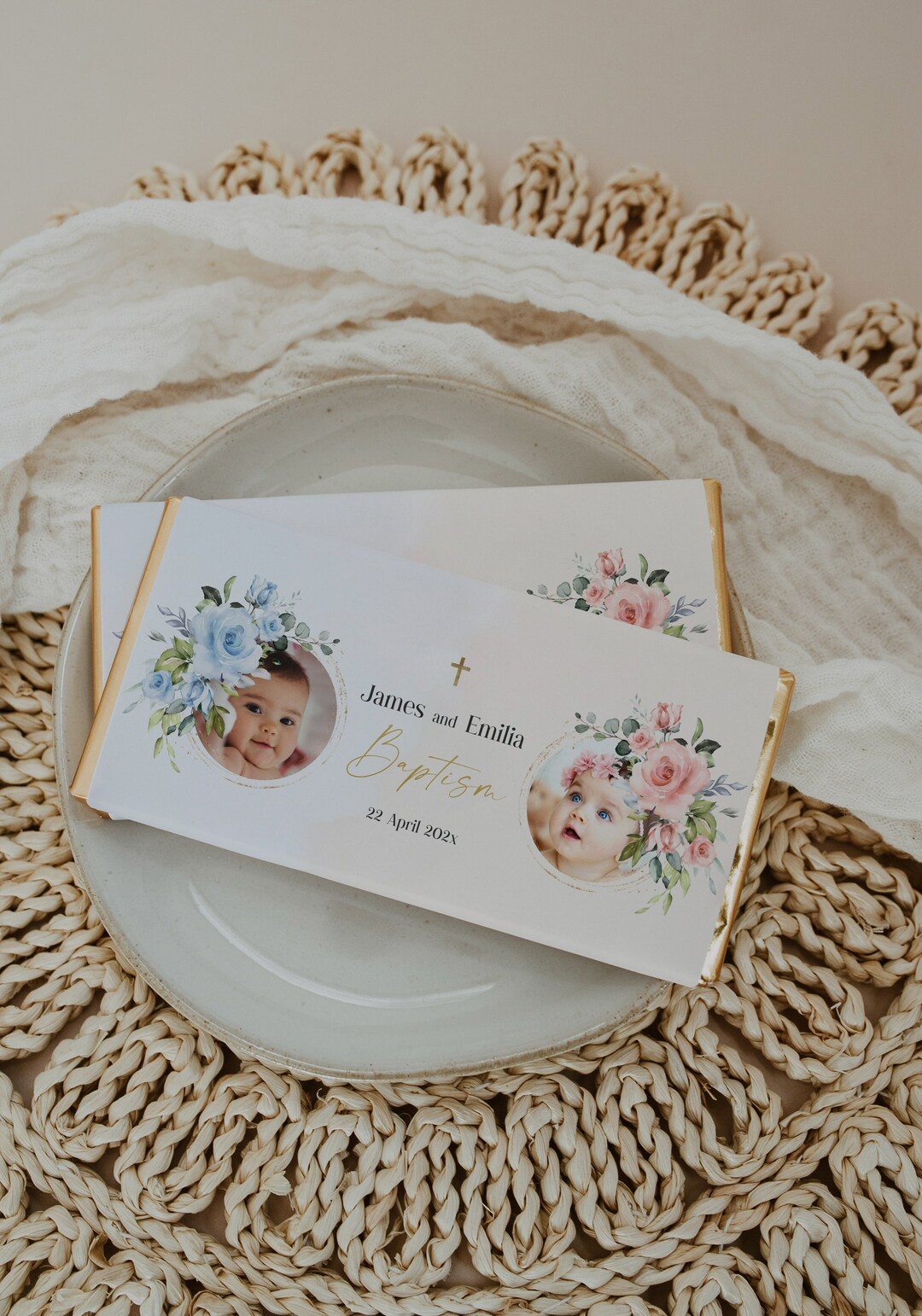 Baptism Twins Chocolate Bar Wrapper Printable, Boy Girl Baptism ...