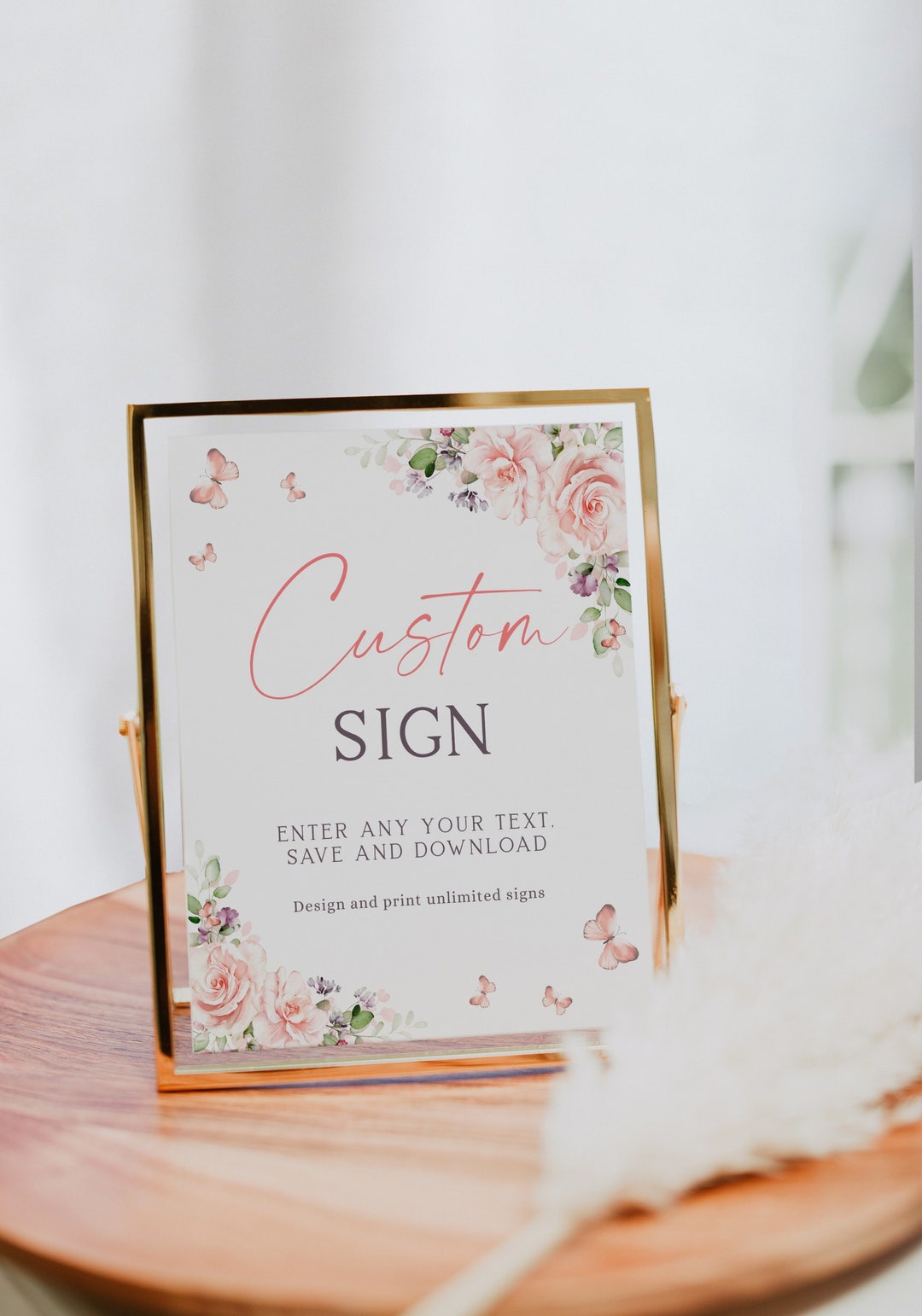 Editable Garden Floral Custom Sign Printable, Floral Custom Text Sign ...
