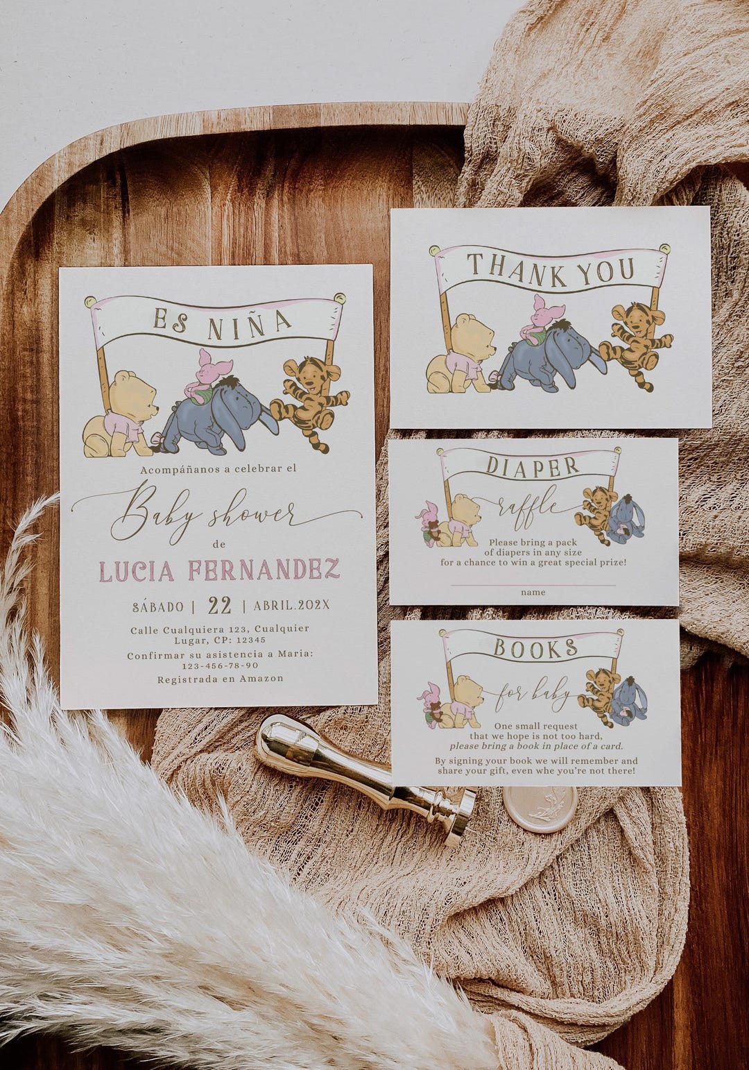 Es Niña Invitación Set Para Baby Shower En Español Printable, Vintage ...