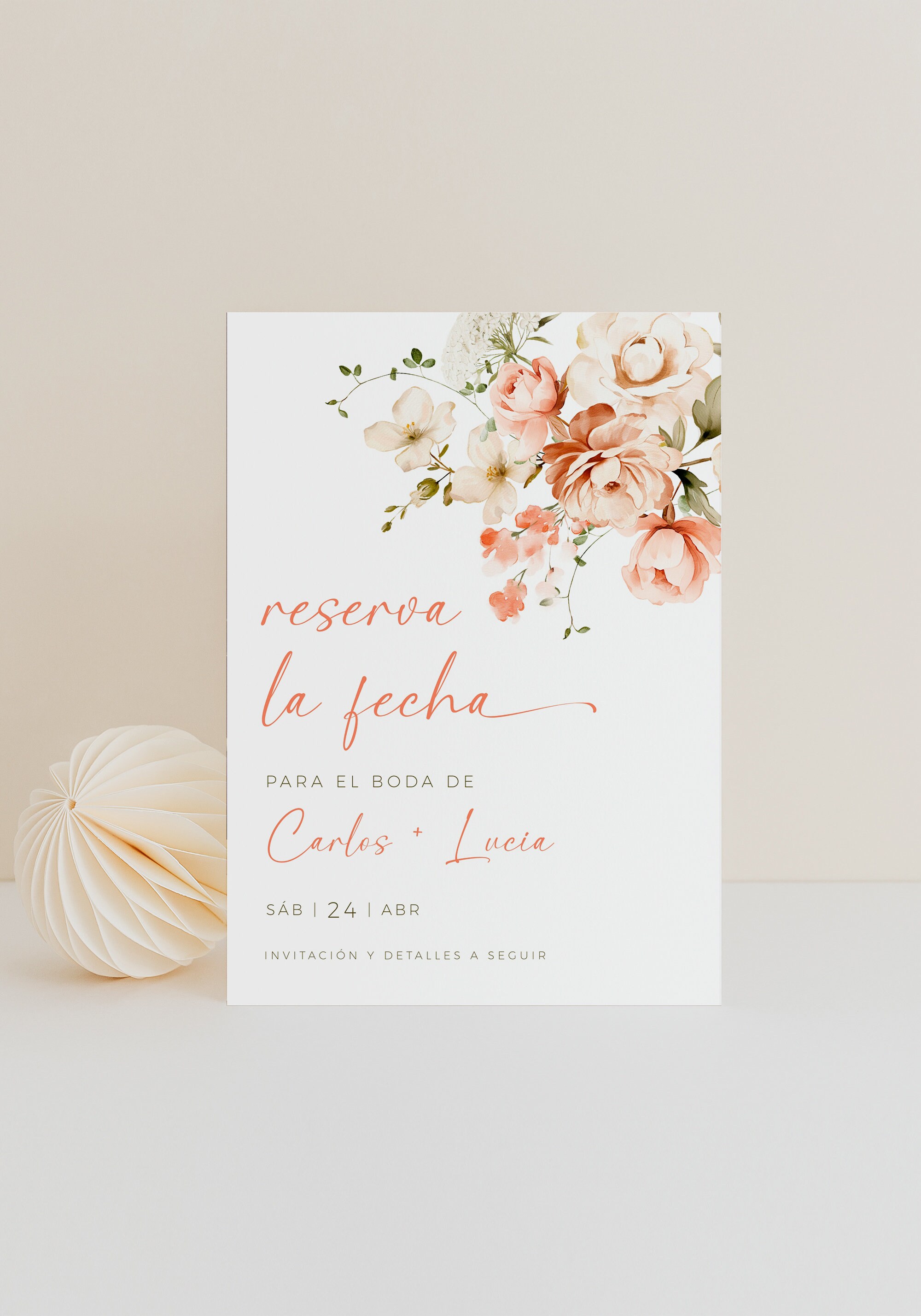 Save the Date Wedding Invitation in Spanish, Reserva La Fecha Nuestra ...