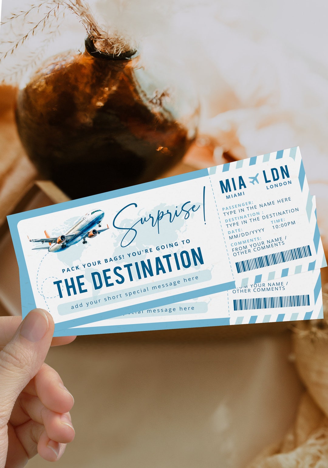 Surprise Gift Ticket Idea Printable, Airline Surprise Trip Ticket ...