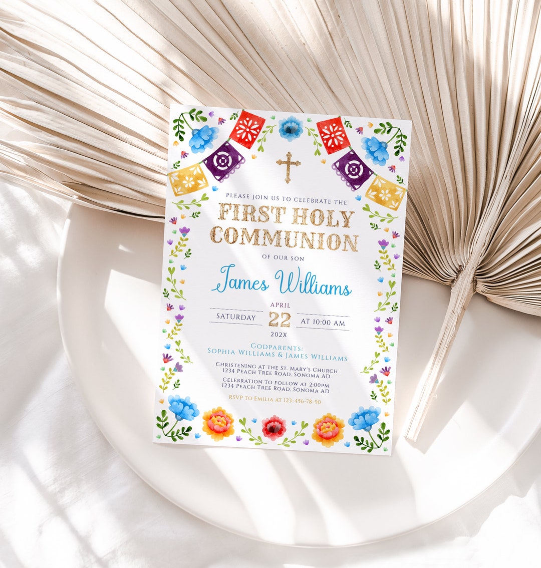 Mexican First Holy Communion Invitation Printable, Boy Communion ...