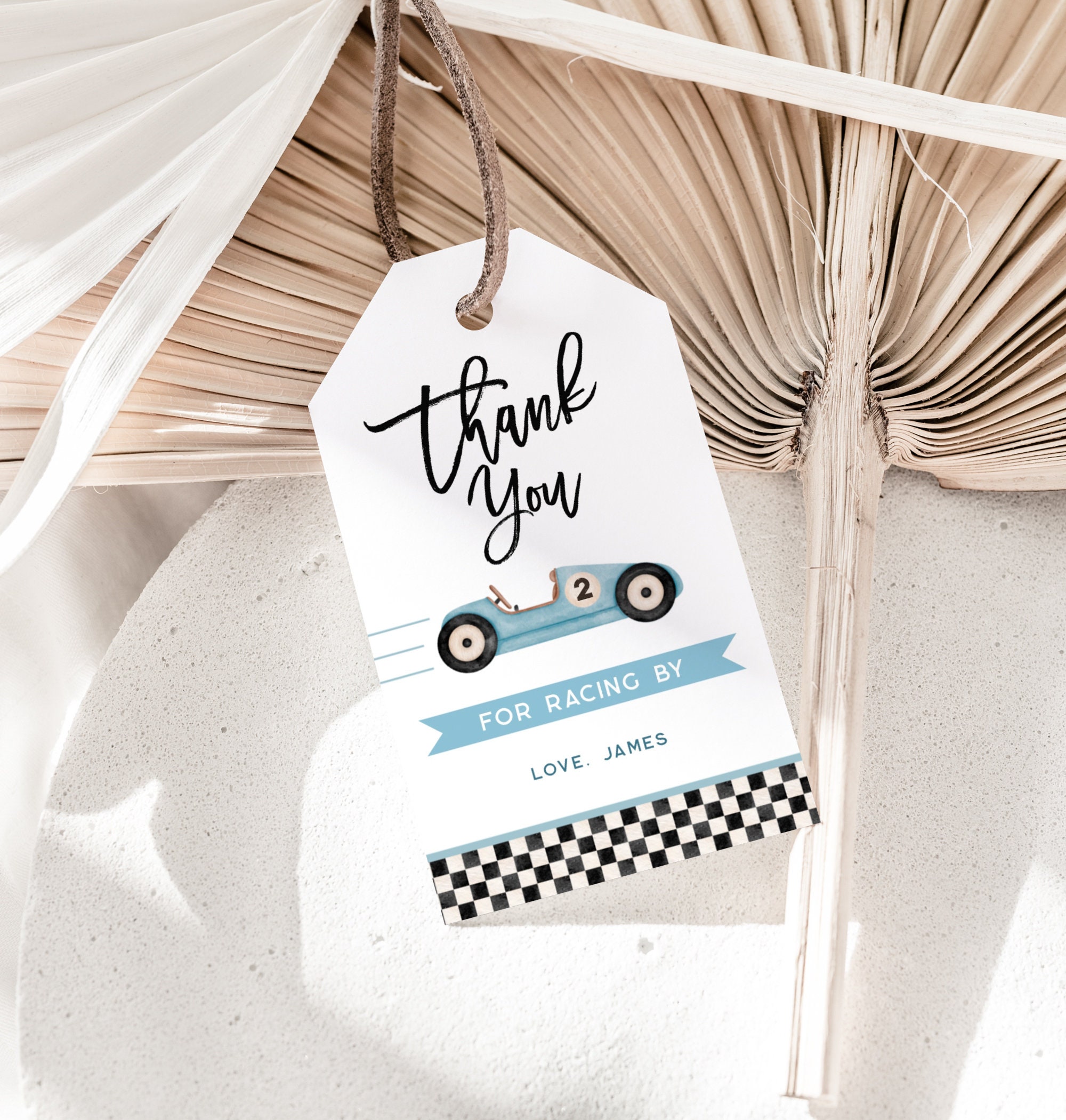 Two Fast Birthday Thank You Tag Race Car B-day Party Decor - Etsy