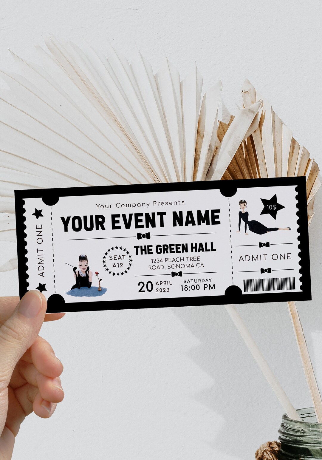 Event Ticket Printable, Editable Event Tickets, Birthday Concert Ticket ...