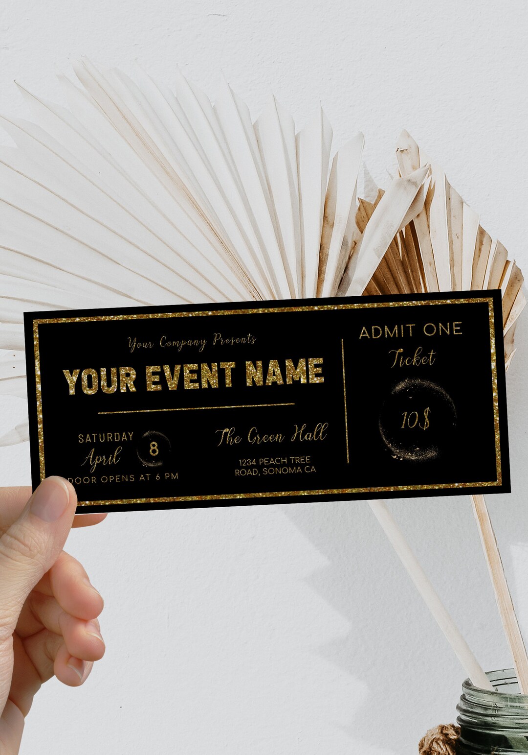 Event Ticket Template, Editable New Year Event Tickets, Birthday ...