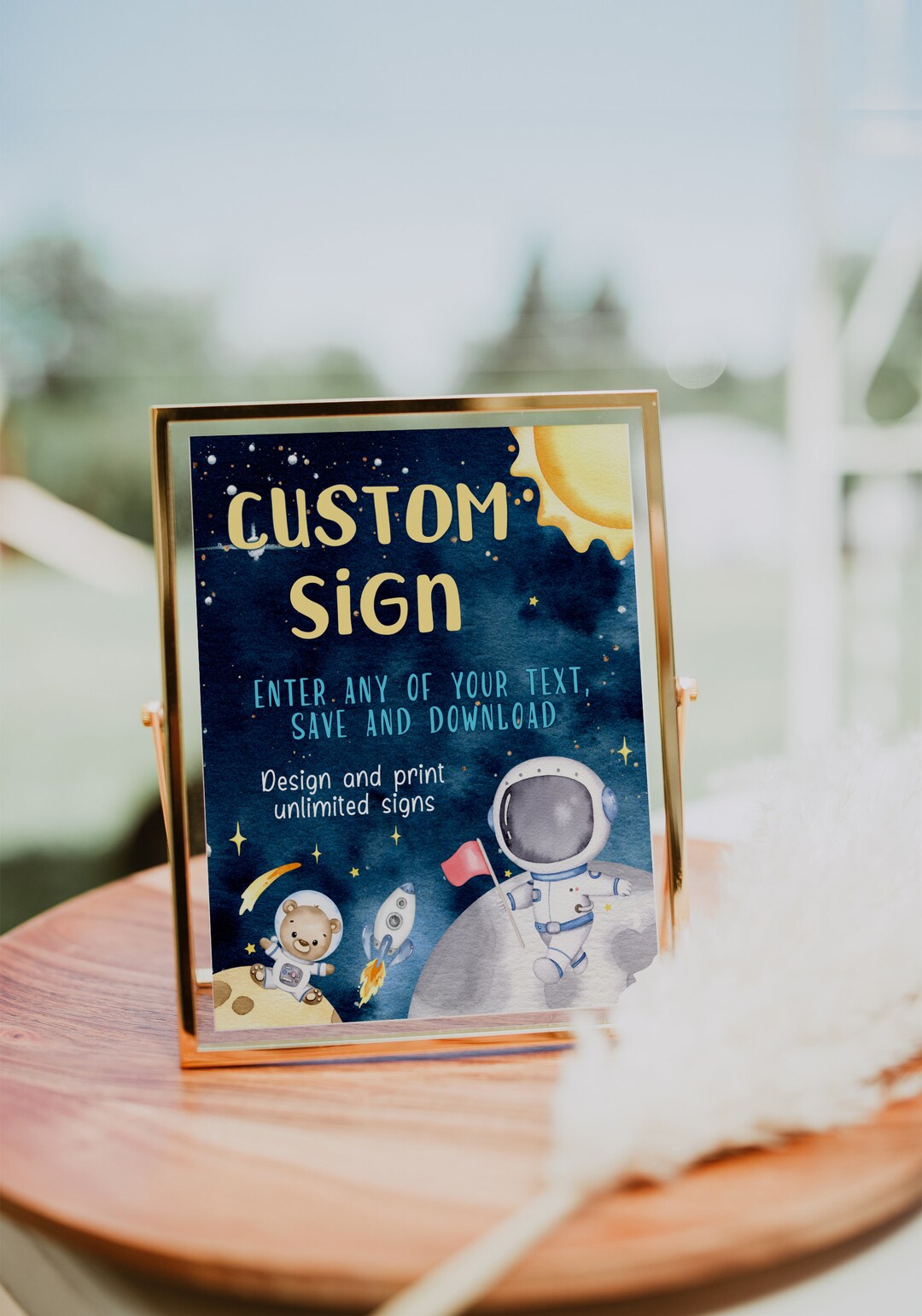Editable Outer Space Custom Sign Card Decor, Boy Astronaut Birthday ...