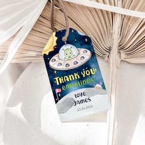 Alien Birthday Party Thank You Tags Printable, Ufo Party Gift Tags Card ...