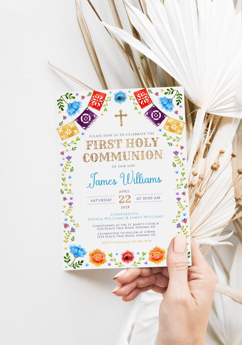 Mexican First Holy Communion Invitation Printable, Boy Communion ...