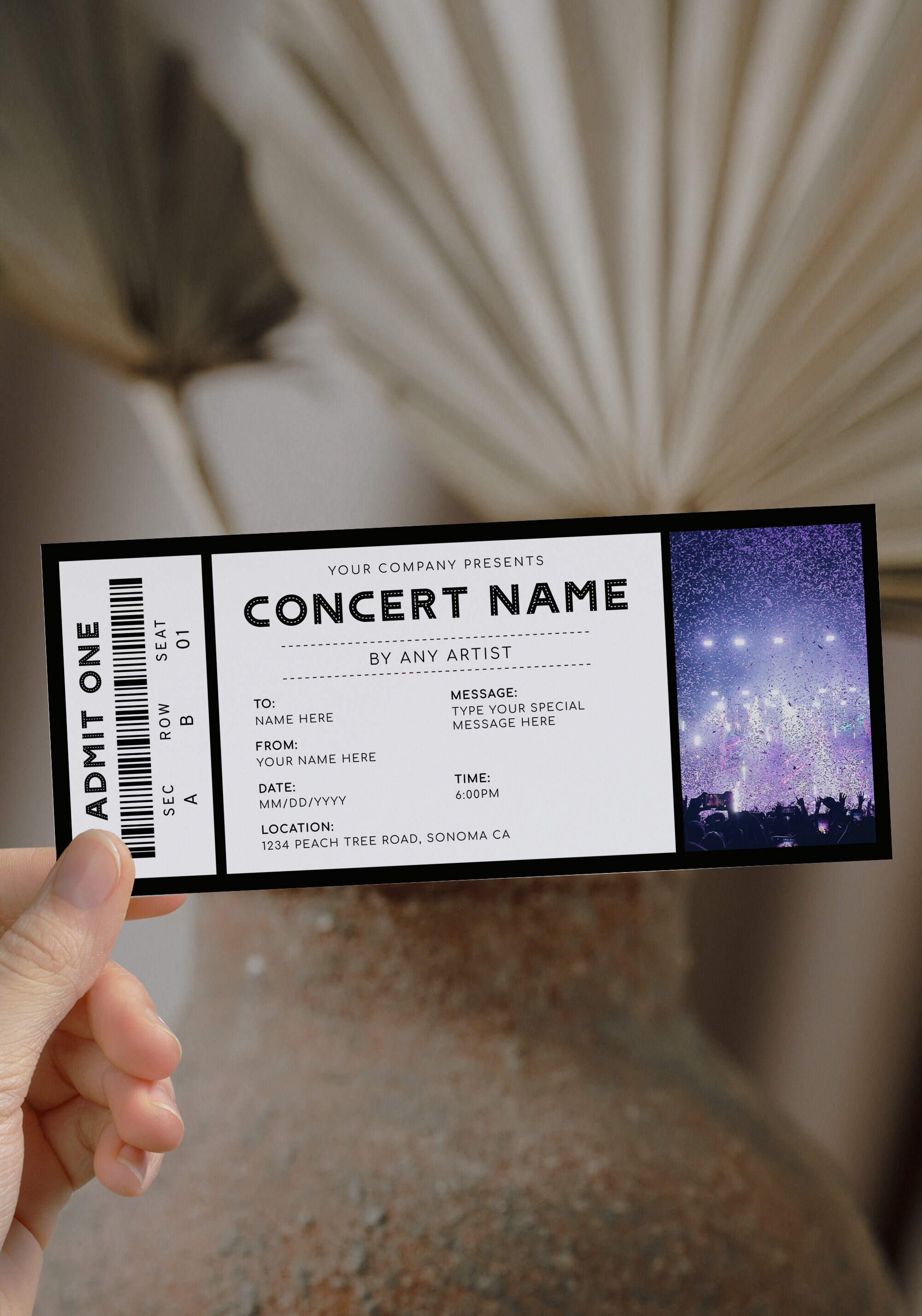 Event Ticket Template, Editable Event Tickets With Photo, Birthday ...