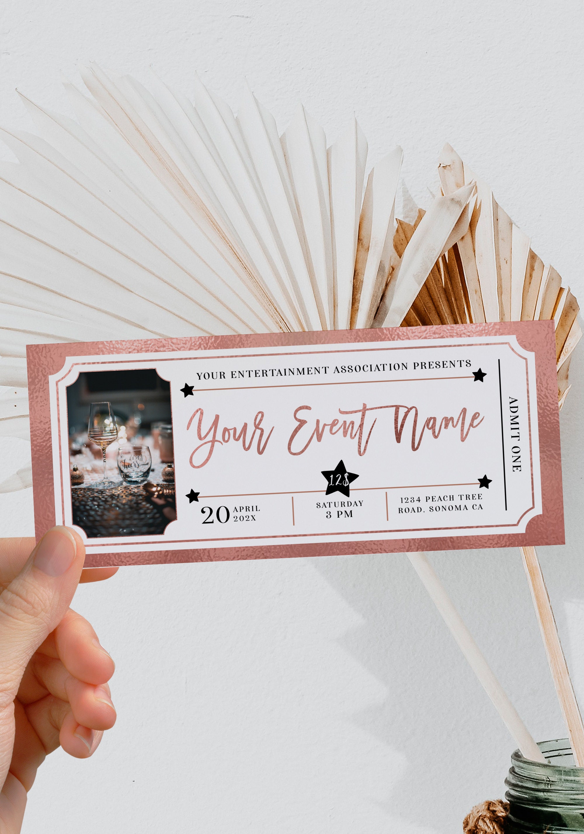 Event Ticket Template, Editable Event Tickets, Birthday Concert Ticket ...