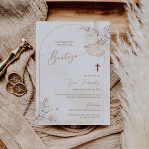 Bohemian Christening Invitations, Bautizo Invitations Spanish, Mi ...