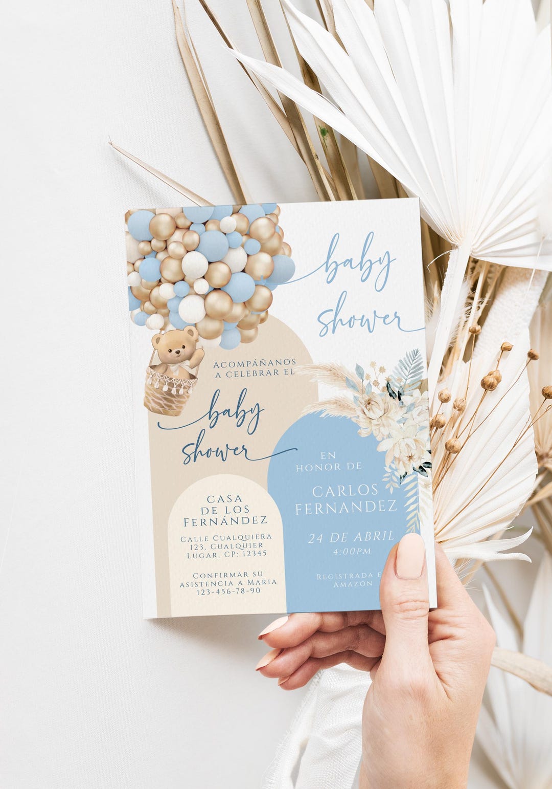 Spanish Baby Shower Invitation Printable, Boho Niño Baby Shower ...
