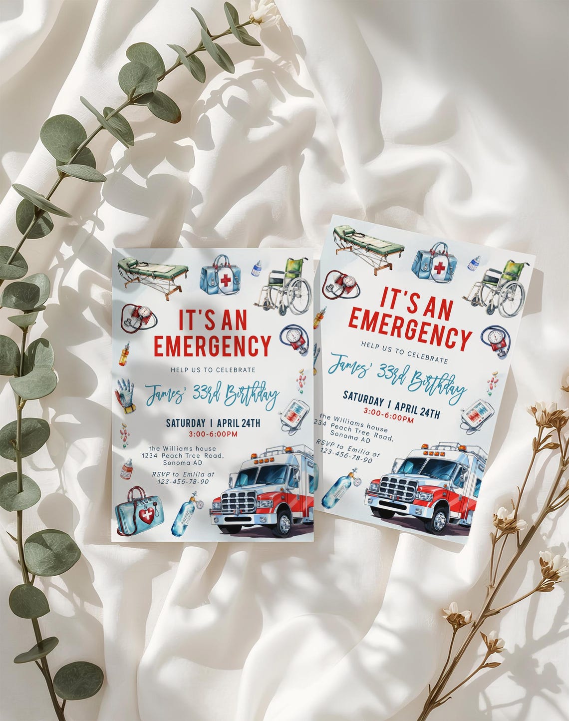 Editable Paramedic Birthday Party Invitation Printable, Adult Birthday ...