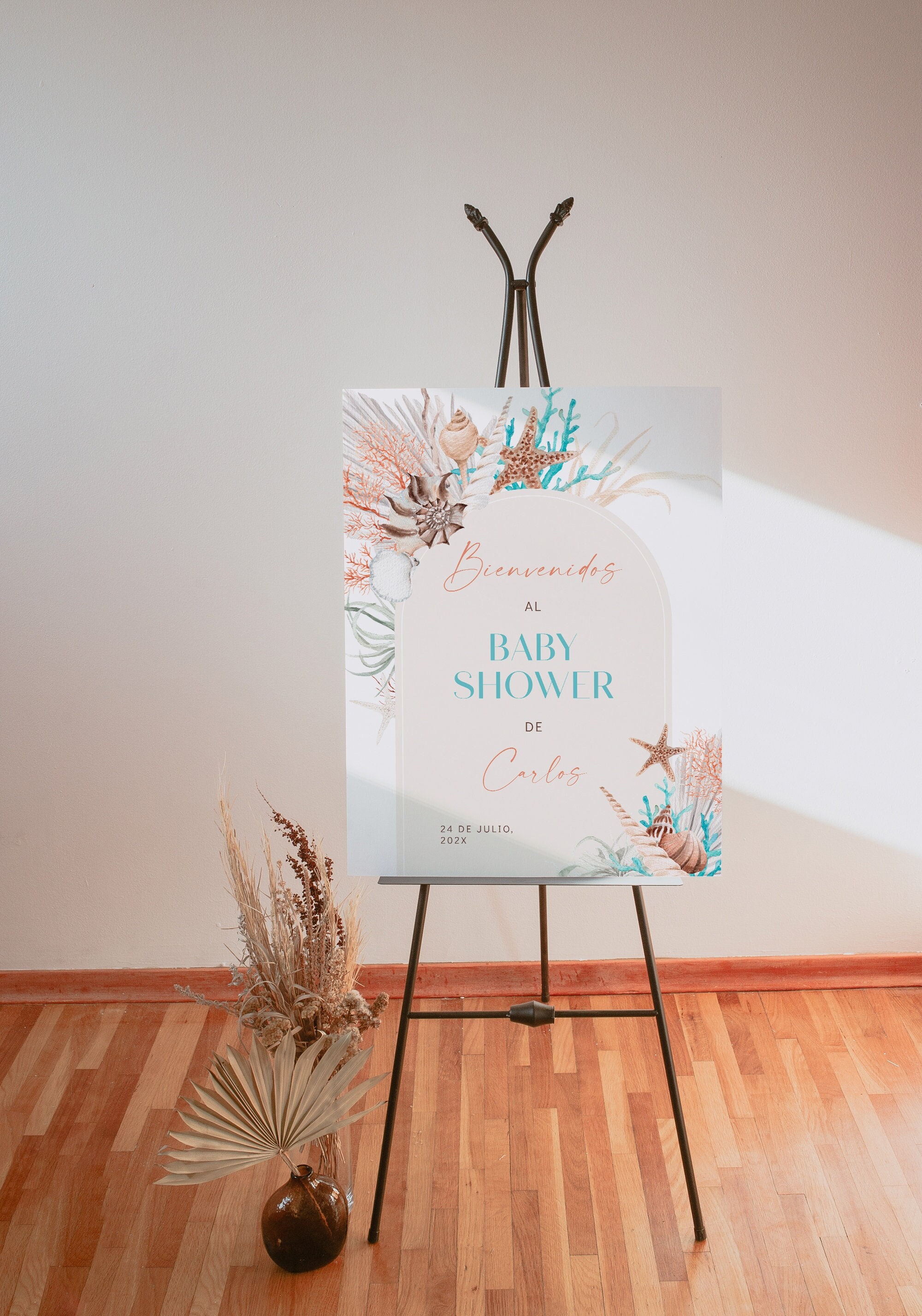 Bienvenidos Boho Baby Shower Welcome Sign, Boy Ocean Sea Baby Shower ...