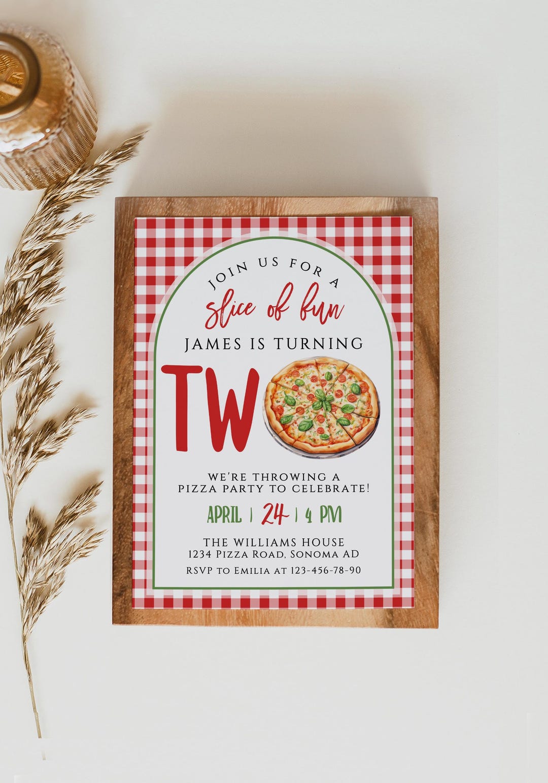 Slice of Fun Turning Two Birthday Invitation Template, Pizzeria Theme ...