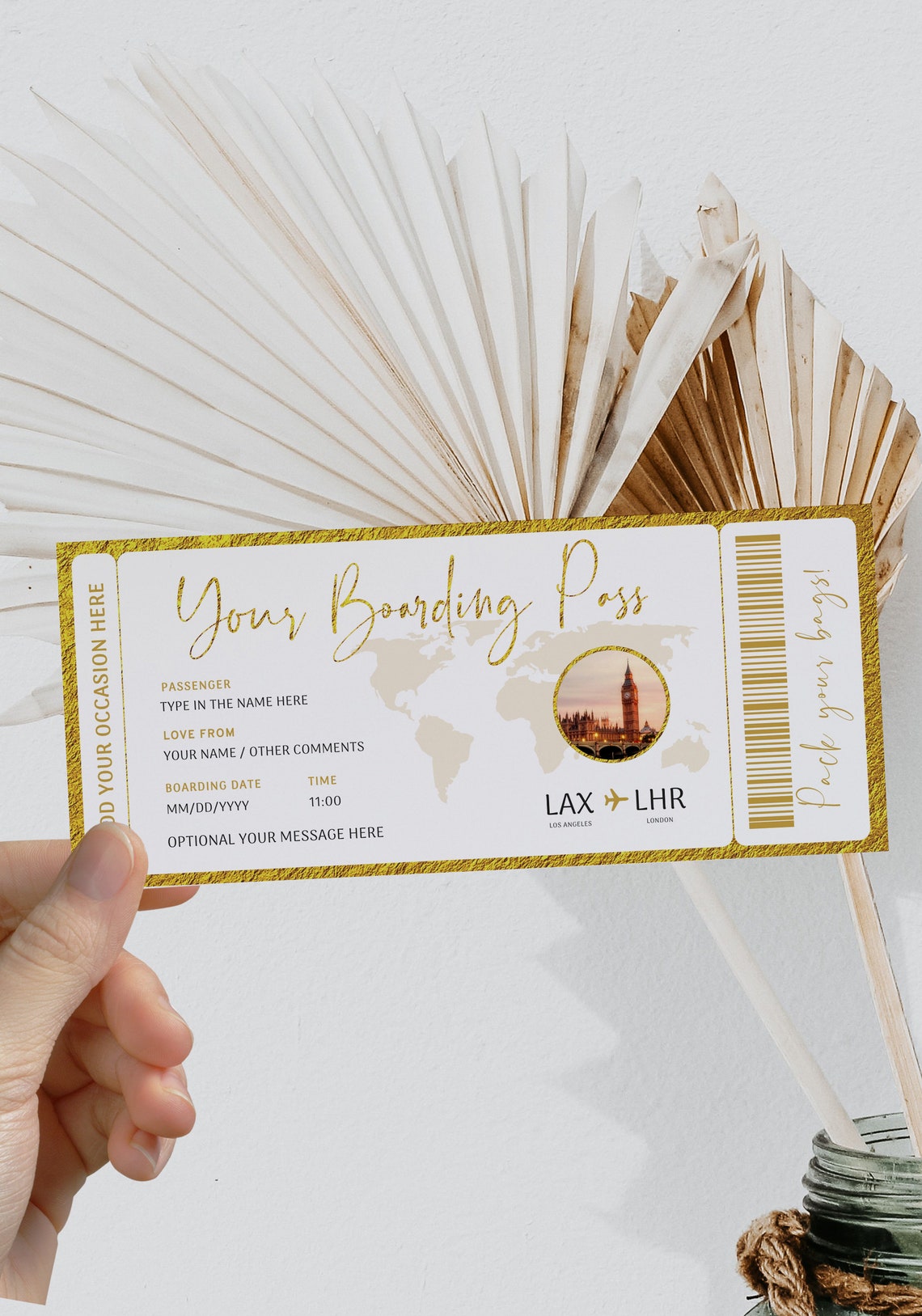 Editable Boarding Pass Template Fake Boarding Ticket - Etsy