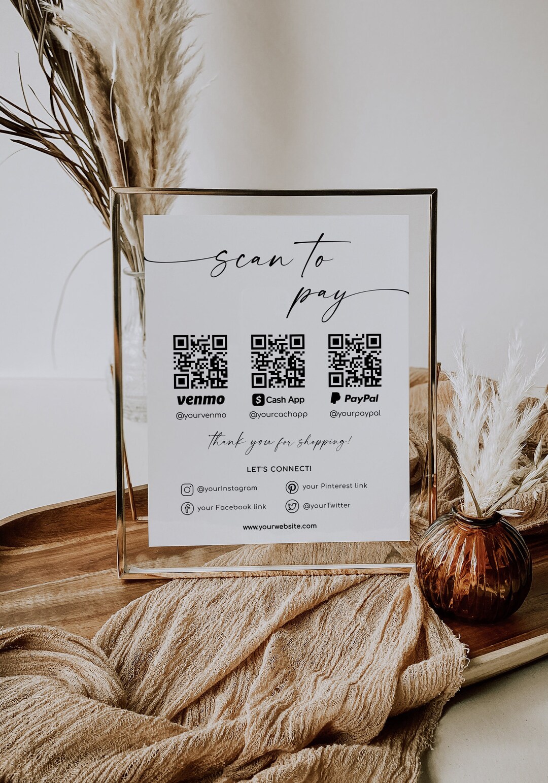 Modern Scan to Pay Sign Template Editable, Minimalist Business Sign QR ...