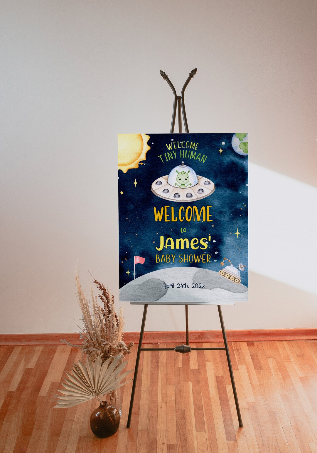 Little Alien Baby Shower Welcome Sign Printable, Space Alien Baby ...