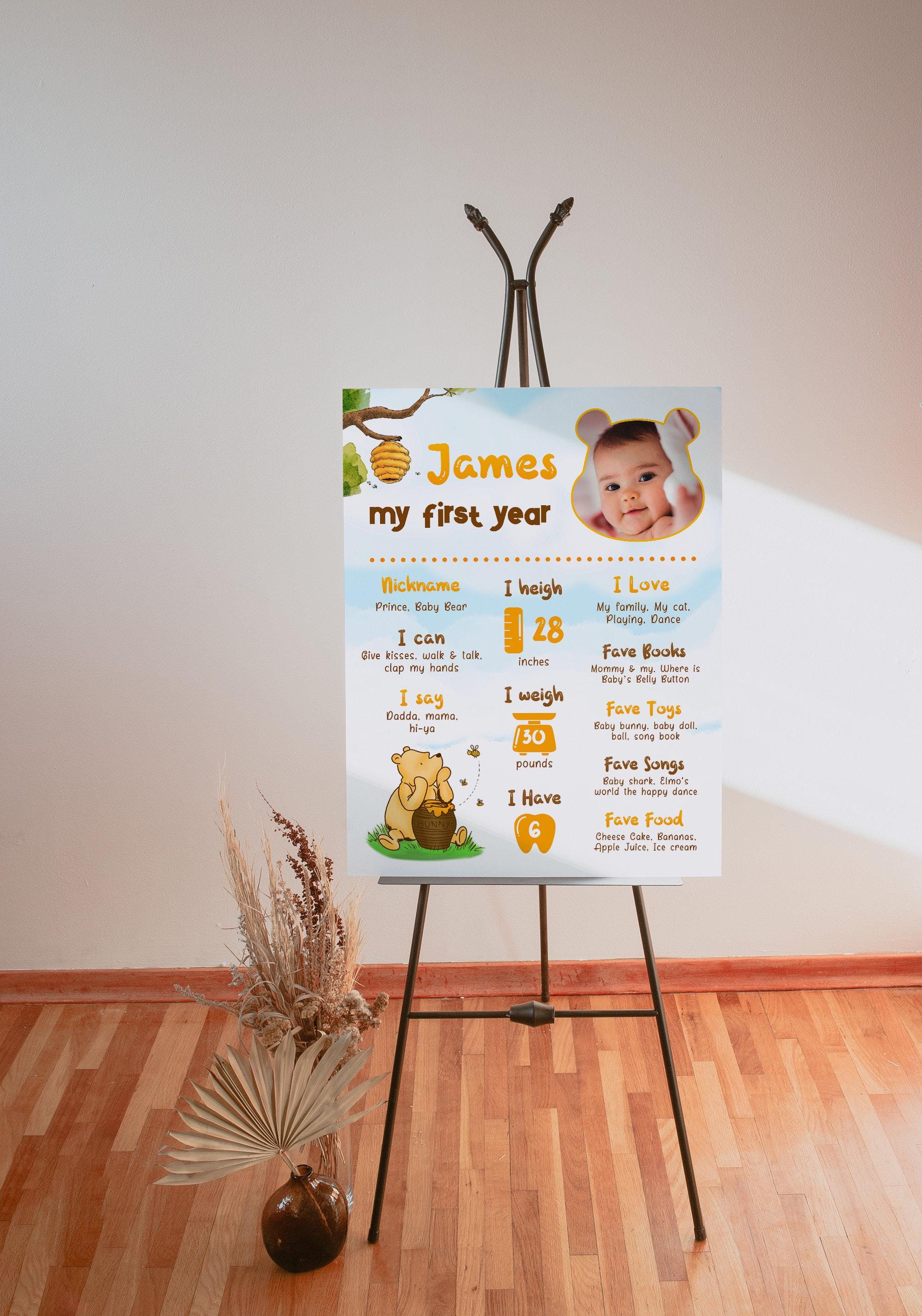 Winnie the Pooh First Year Milestone Board With Photo Template, Honey ...