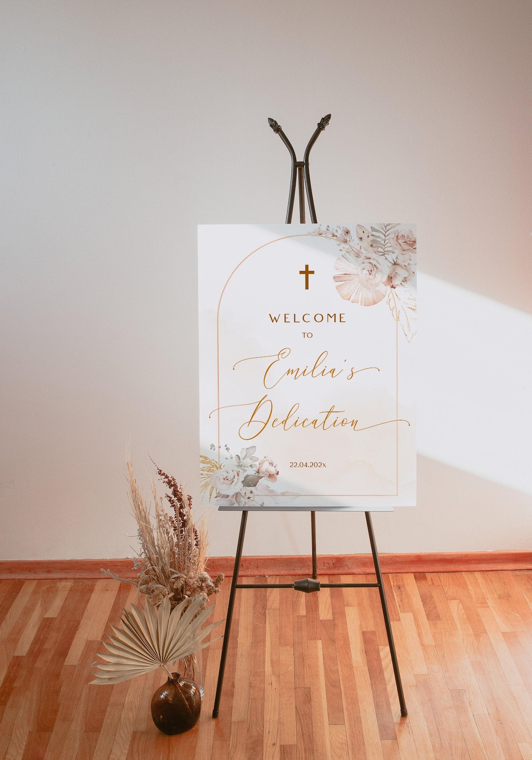 Bohemian Dedication Welcome Poster Printable, Gender Neutral Beige ...