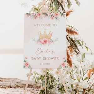 Pink Floral Princess Baby Shower Sign Printable, a Little Princess Baby ...