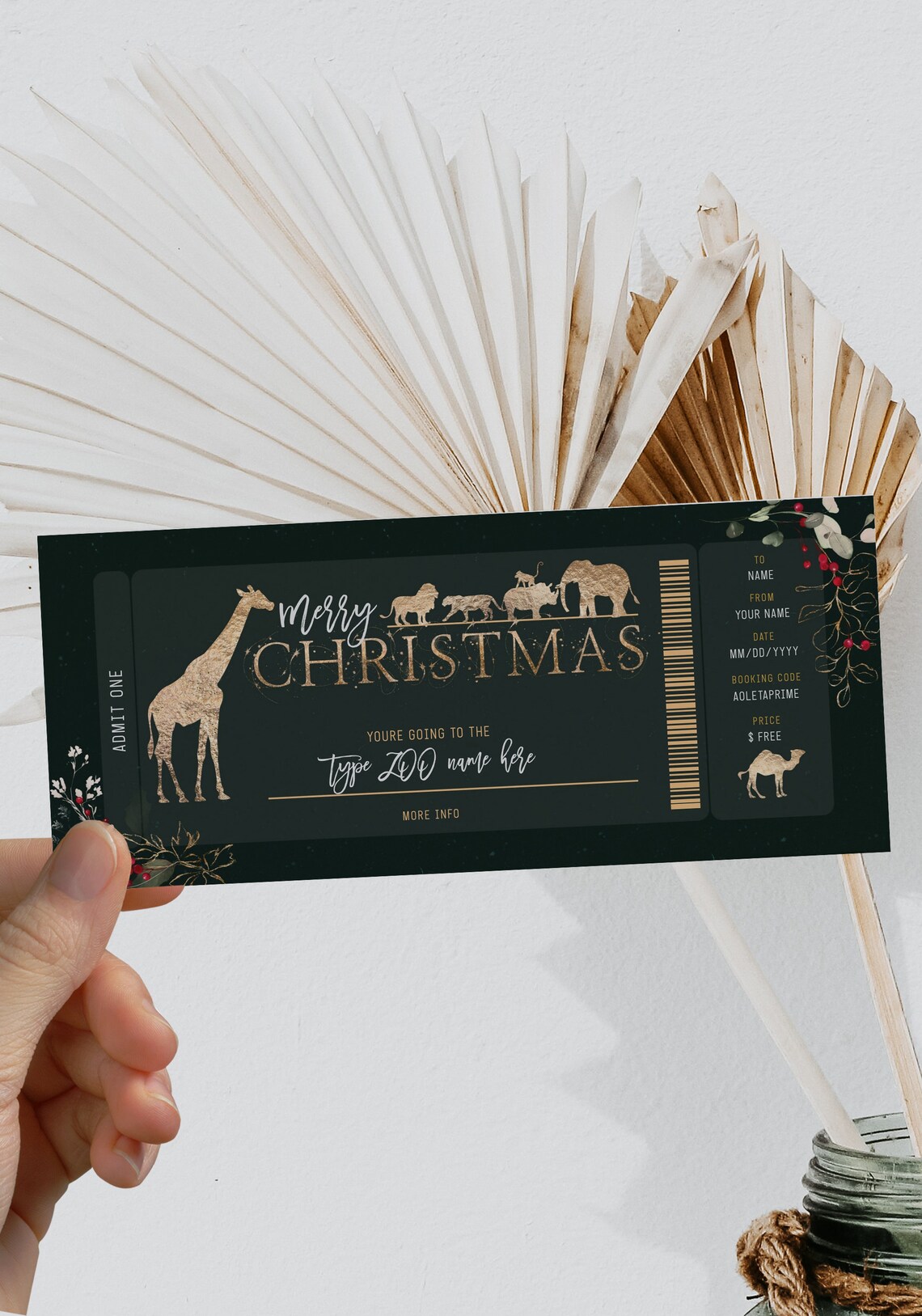 Zoo Printable Ticket, Happy Birthday Zoo Gift Voucher Template DIY ...