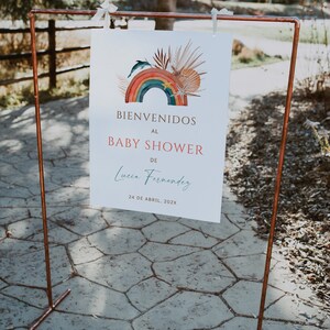 Rainbow Baby Shower Welcome Poster in Spanish Decorations, Arco Iris ...