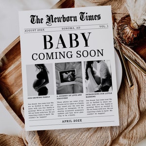 Baby Shower Coming Soon News Printable and Decor,baby Reveal Newspaper ...