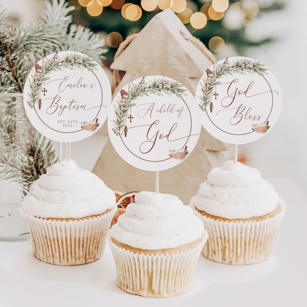 Baptism Cupcake Toppers - Etsy