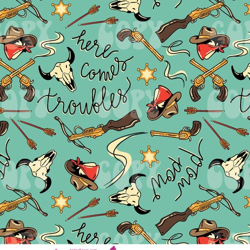 SEAMLESS Pattern Rustic Bull Skull With Flower Western Digital - Etsy