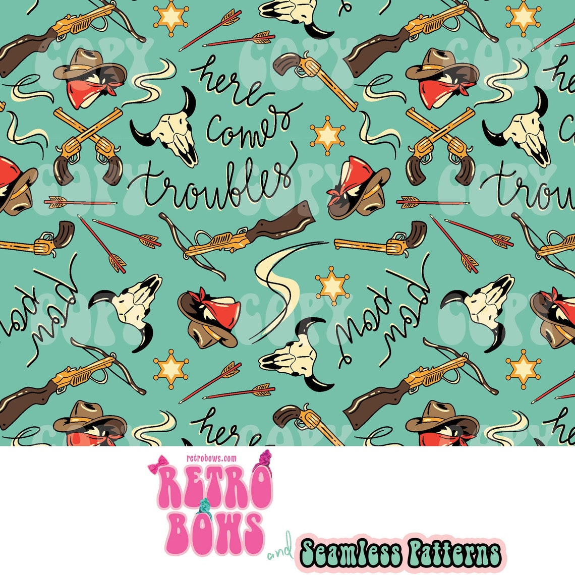 Western Seamless Digital Pattern Summer Retro Boho | Etsy