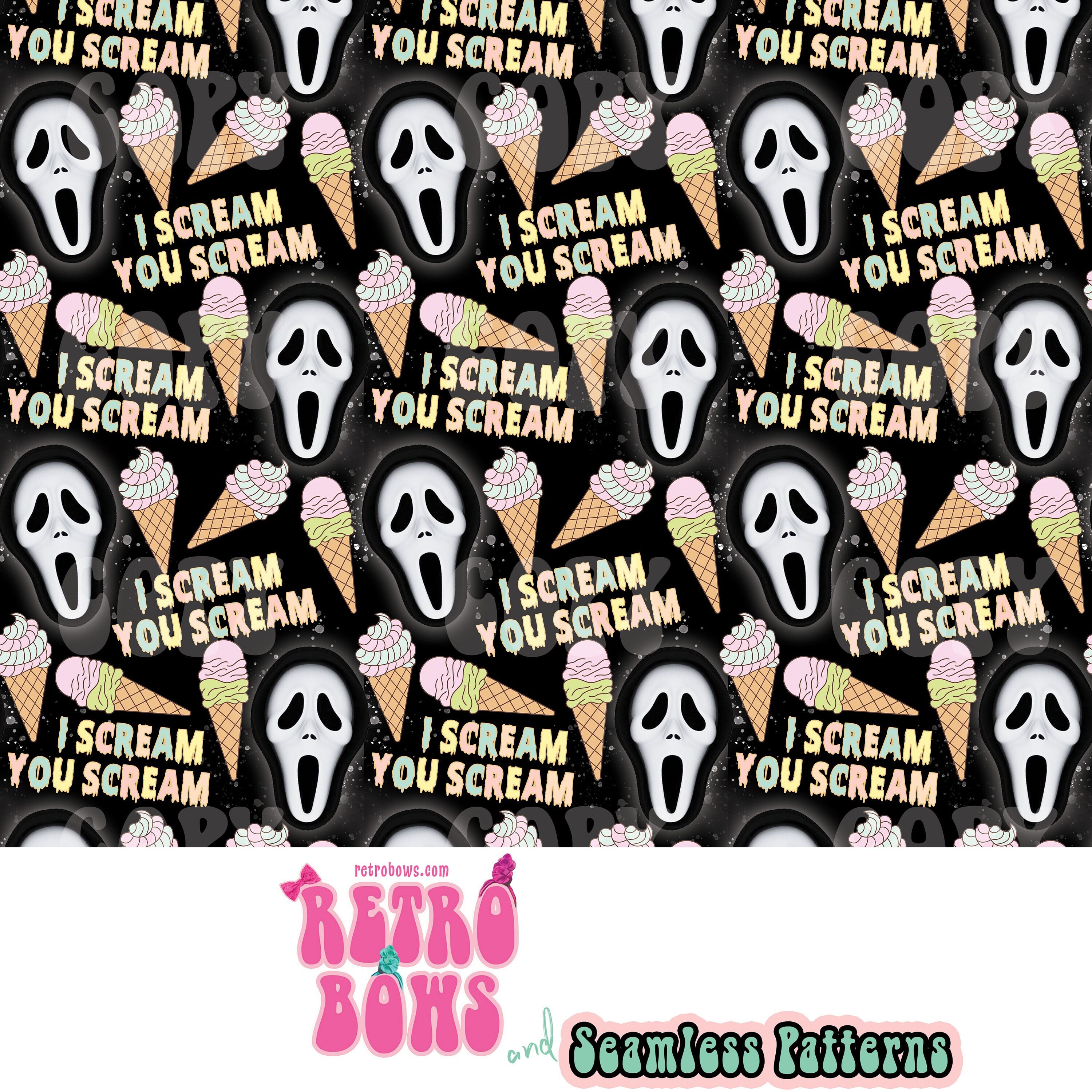 Scream Movie Ice Cream Halloween Spooky Seamless Digital | Etsy