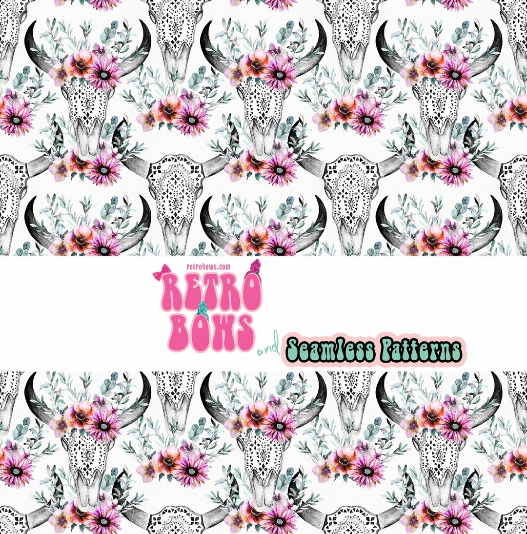 Spring Country Longhorn Pattern Seamless Digital Design - Etsy