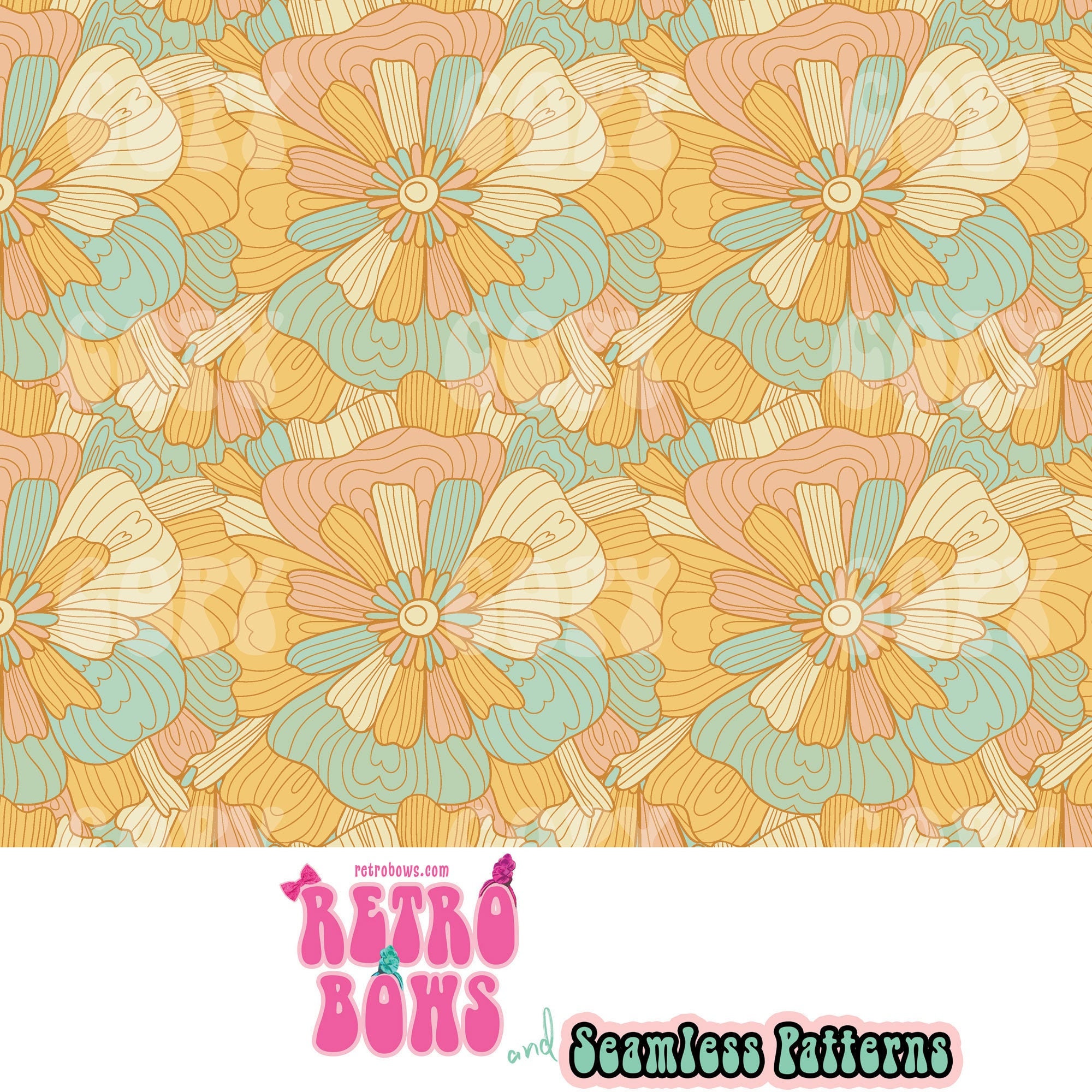 Groovy Retro Flowers Seamless Digital Pattern Summer Boho | Etsy