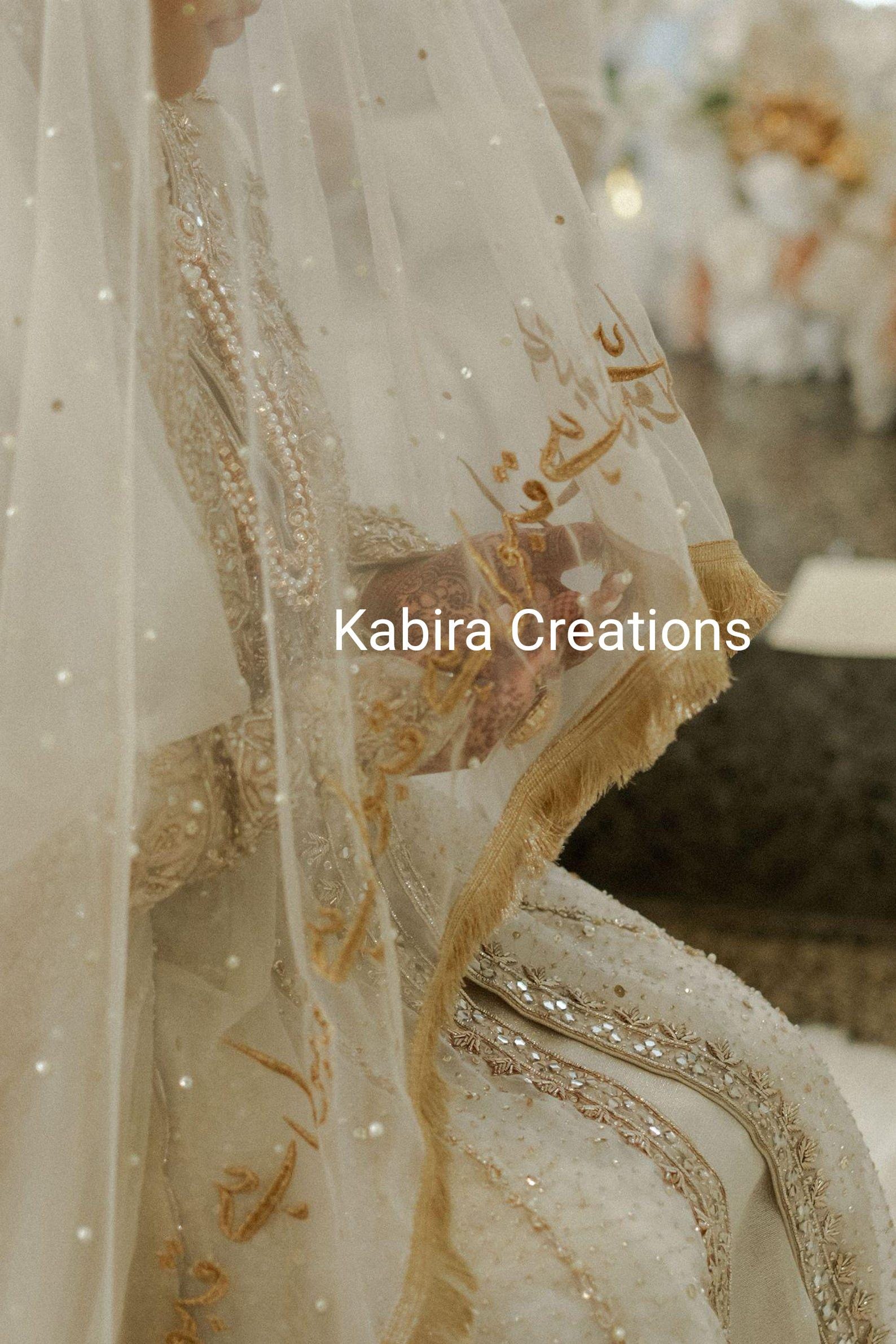 Champagne Gold Wedding Dupatta, Pearl & Sequin Bridal Veil, Embroidered ...