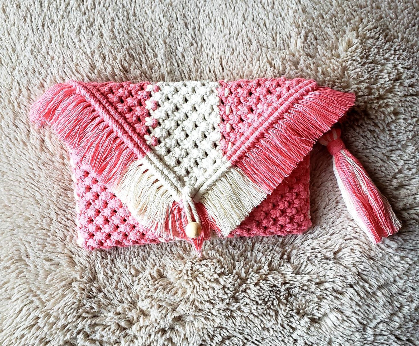 Macrame Clutch Bag With Detachable Keychain - Etsy