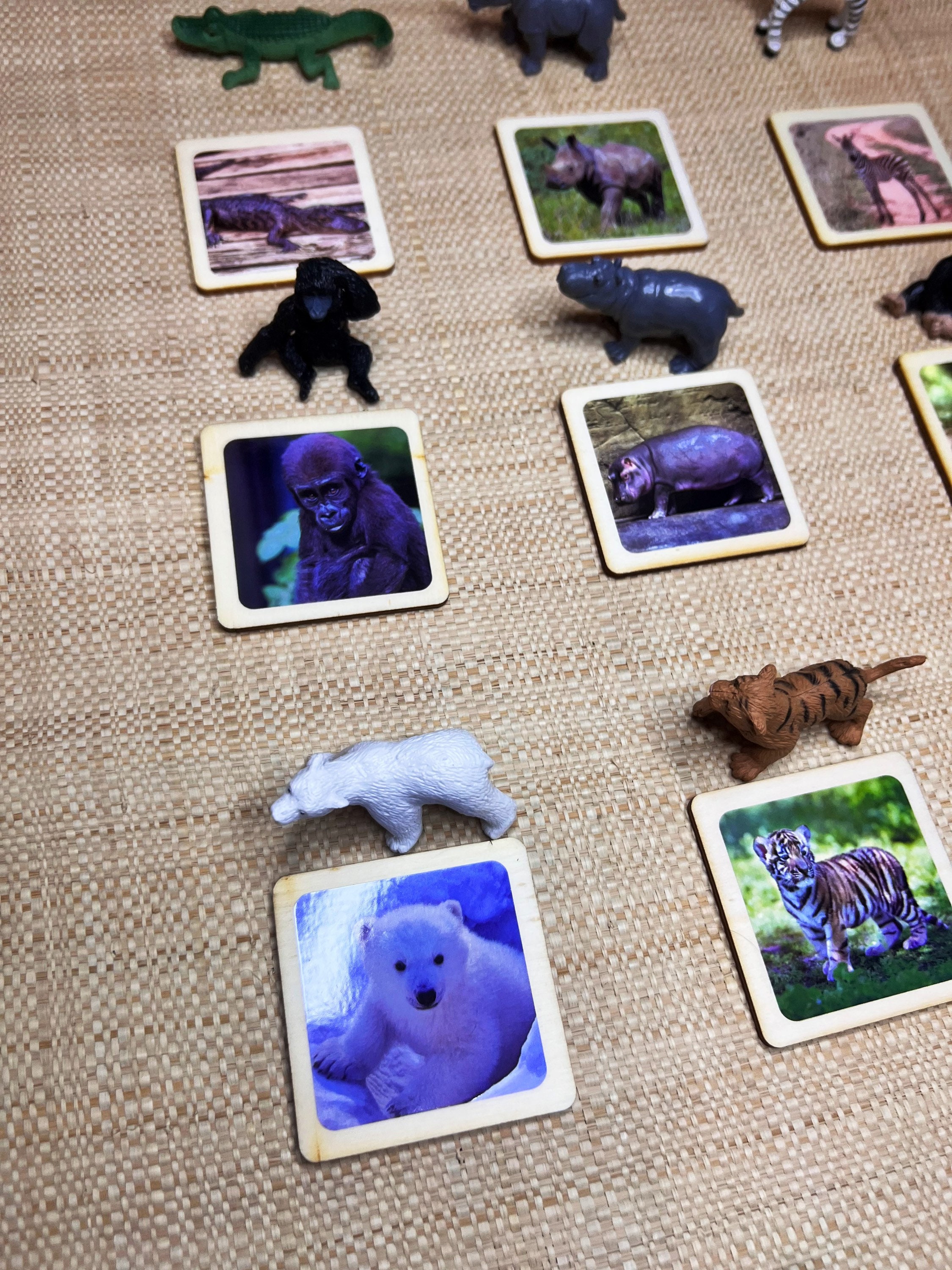 Montessori Baby Zoo Animal Matching Game, Wooden Cards - Etsy